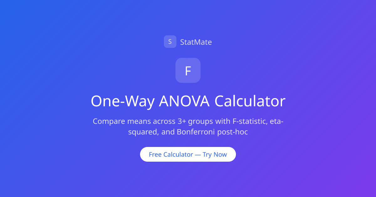 Free One-Way ANOVA Calculator Online | StatMate