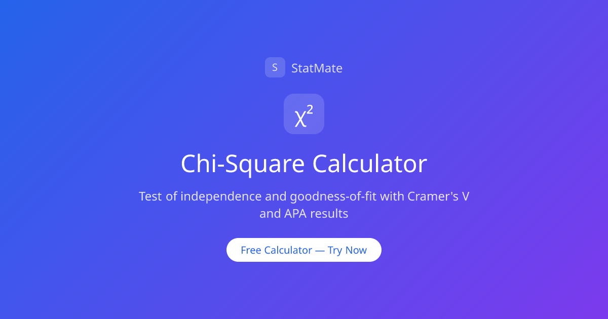 Free Chi-Square Test Calculator — Independence & Goodness of Fit | StatMate
