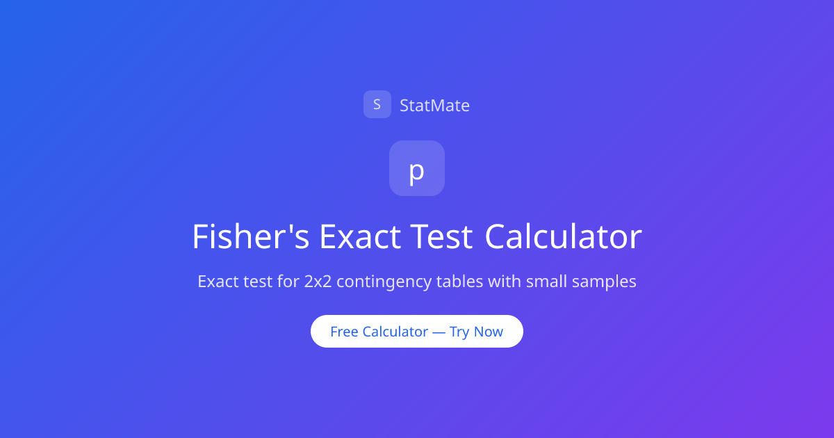 Free Fisher's Exact Test Calculator Online | StatMate